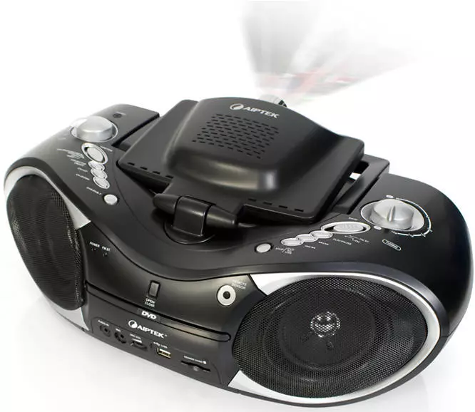 Aiptek Boombox Projecteur DVD Système de divertissement tout-en-un Style années 80