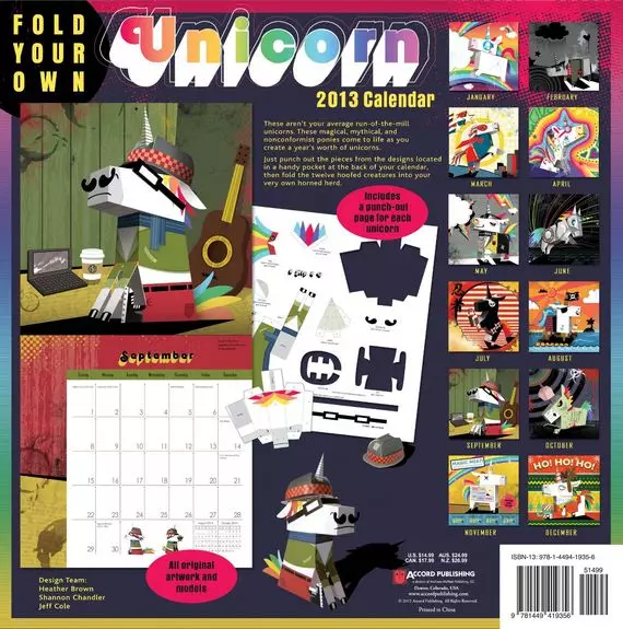 Fold Your Own Unicorn 2013 Calendar Brings Papercraft Magic Ponies 16277_2